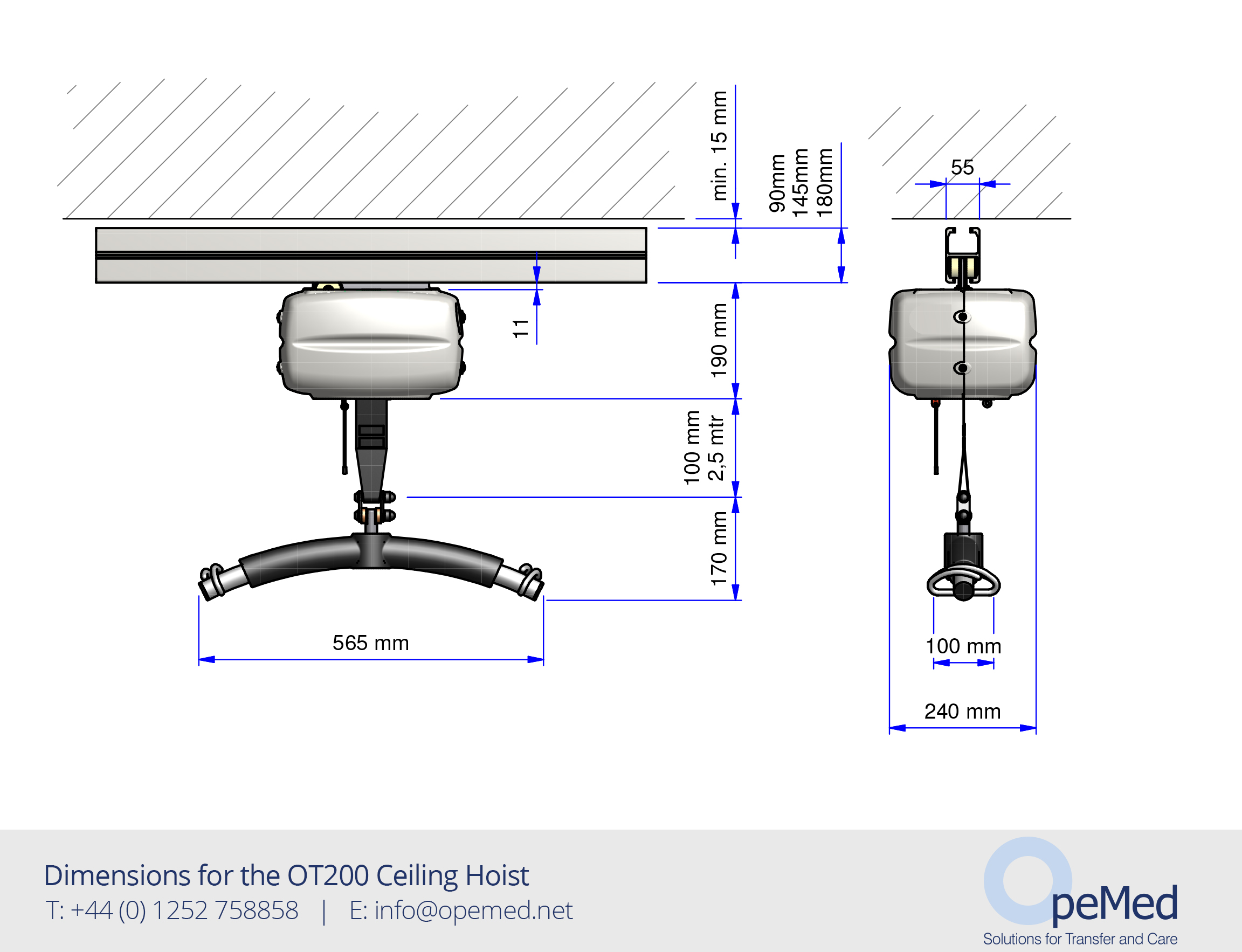 BEST OPEMED OT200 COMPACT CEILING HOIST in Ireland - MMS Medical BEST OPEMED OT200 COMPACT CEILING HOIST in Ireland - MMS Medical
