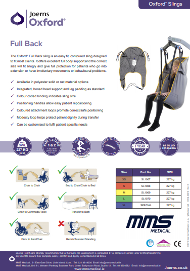 BEST Oxford Full Back Sling in Ireland - MMS Medical