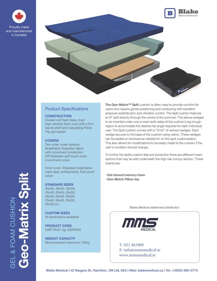BEST Geo-Matrix™ Split cushion in Ireland - MMS Medical